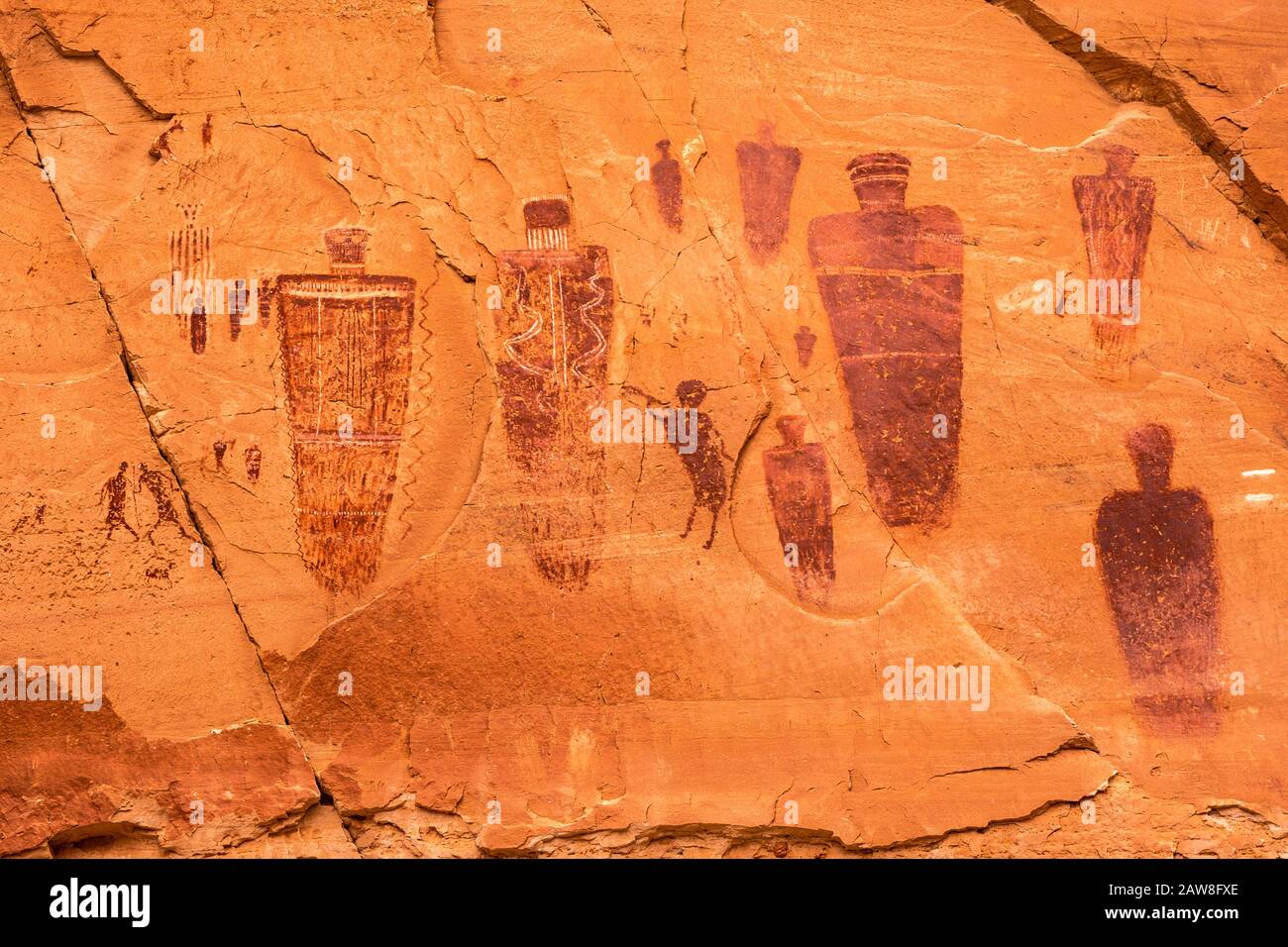 Barrier Canyon Style pictographs at Great Gallery, Horseshoe Canyon ...
