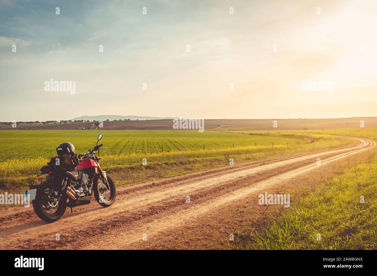 Motorbike road sun hi-res stock photography and images - Alamy