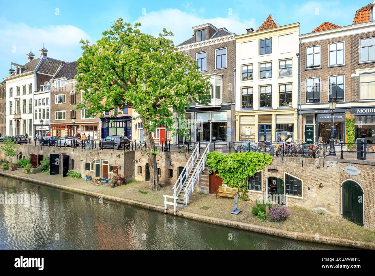 Riverside of Utrecht with the traditional dutch houses Stock Photo - Alamy