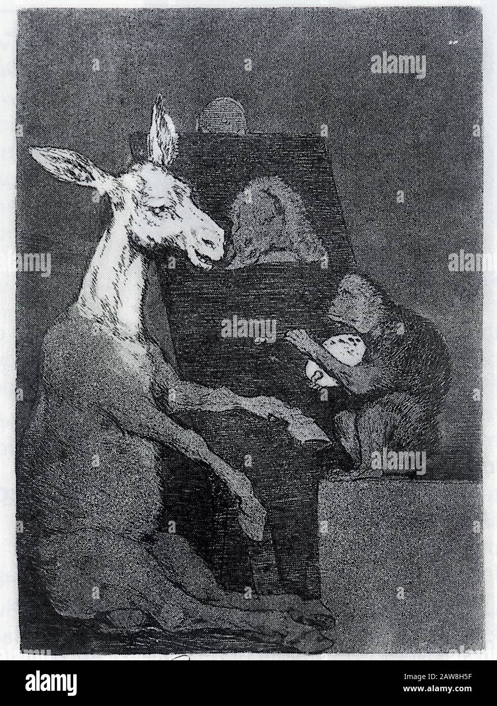 Goya.Les caprices.Ni mas ni menos.Estampe.Los caprichos.Neither more ...