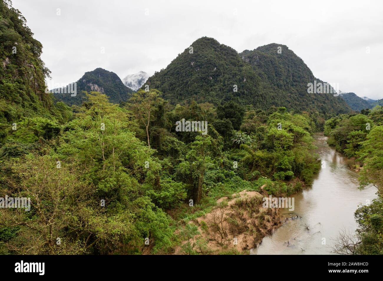 Jungle, mountains and yellow river, landscape in Vietnam Stock Photo ...
