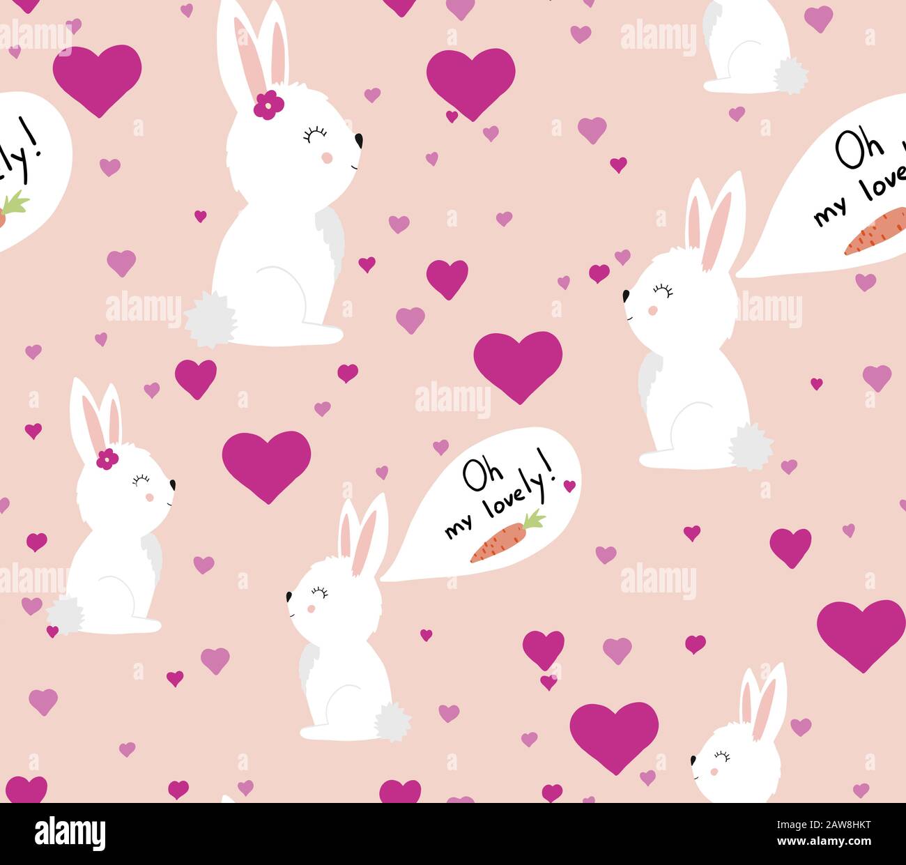 cute rabbits in love seamless pattern. vector illustration Stock Vector ...