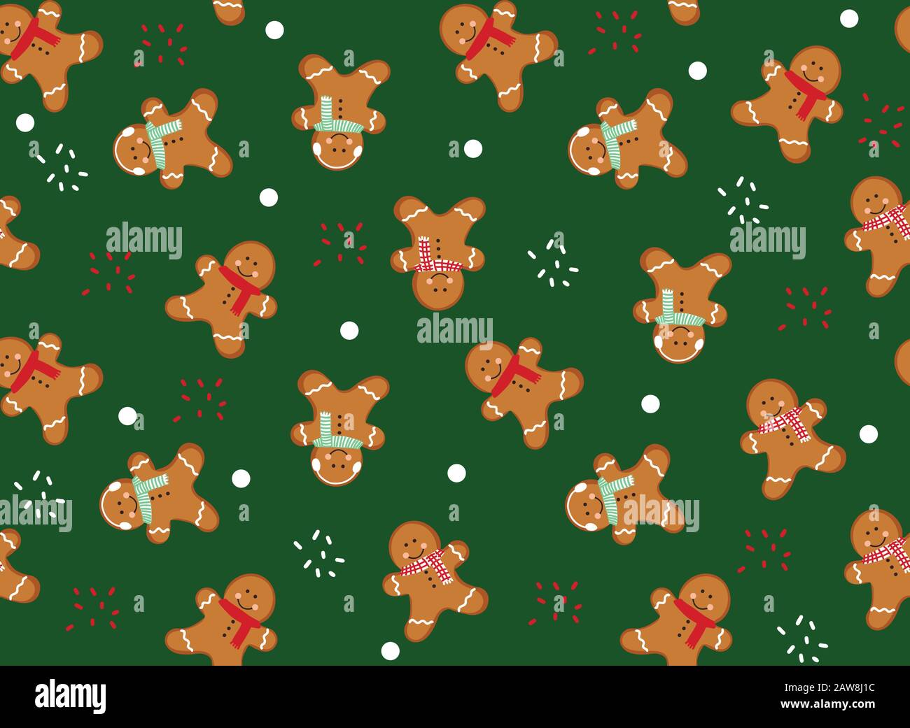 Cute Gingerbread Man Background Seamless Pattern With A Cute