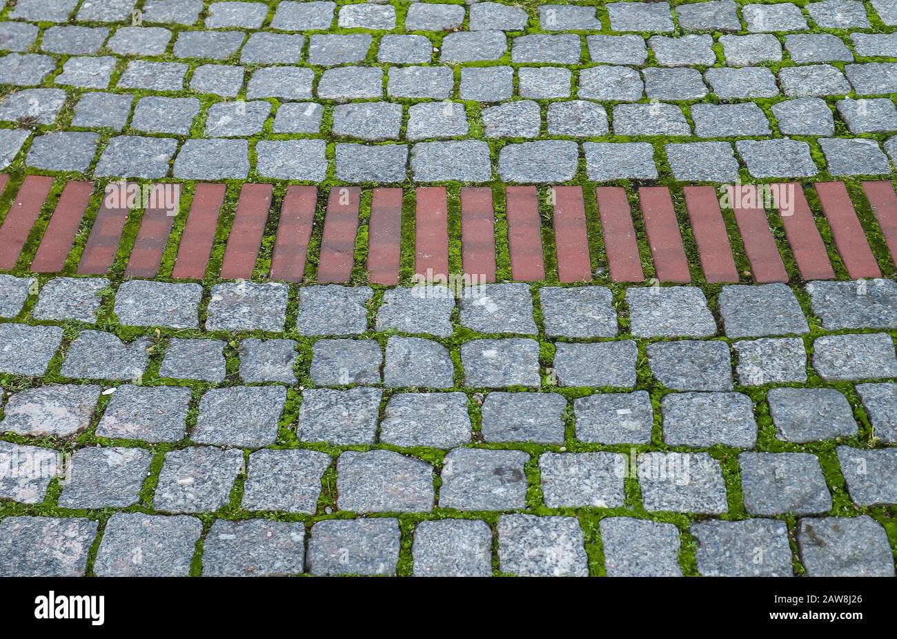 Detailed close up view on cobblestone street textures in high ...