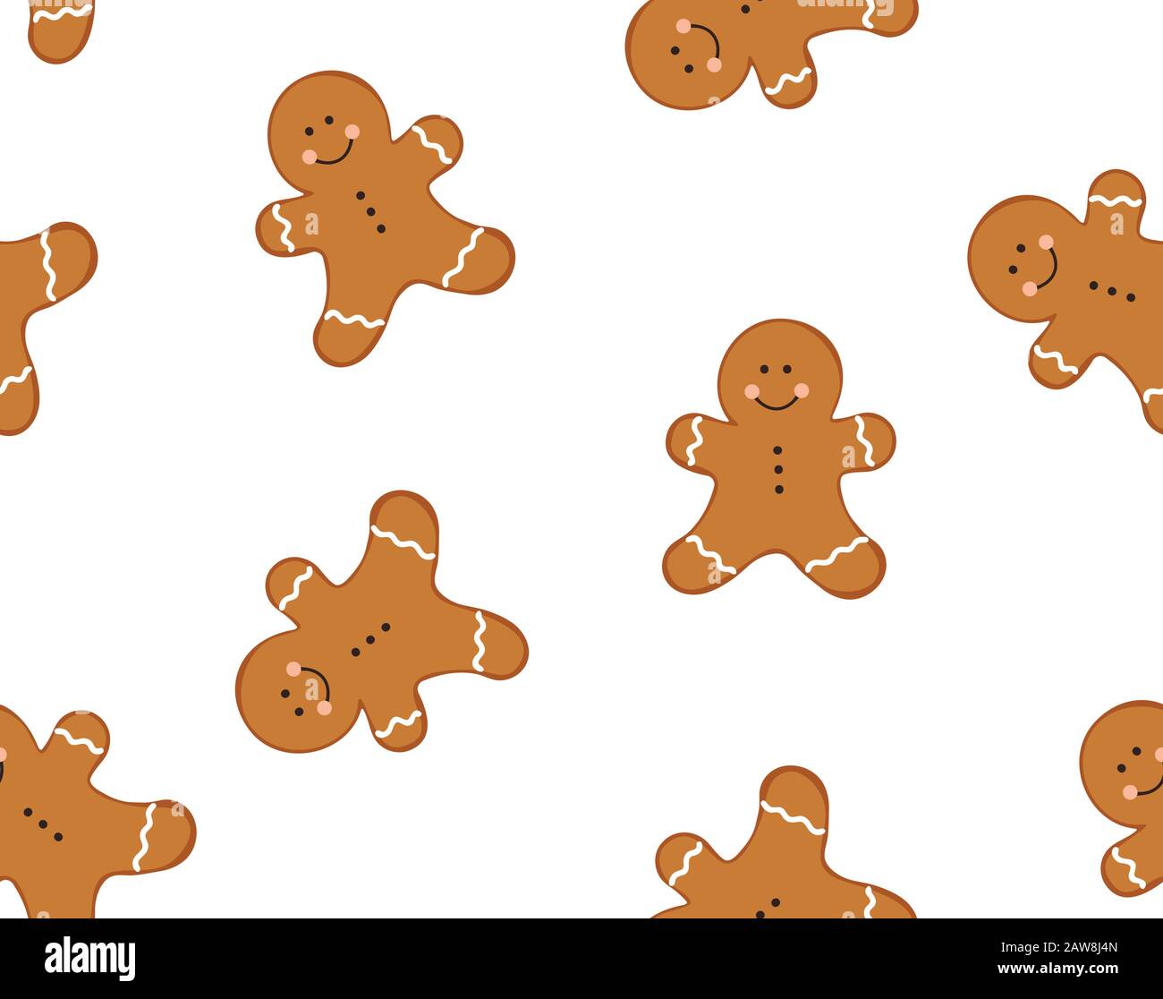 gingerbread man seamless pattern. isolated on white background Stock ...