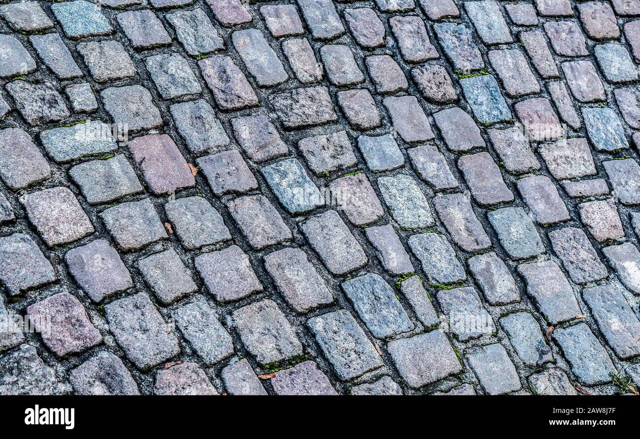 Detailed close up view on cobblestone street textures in high ...