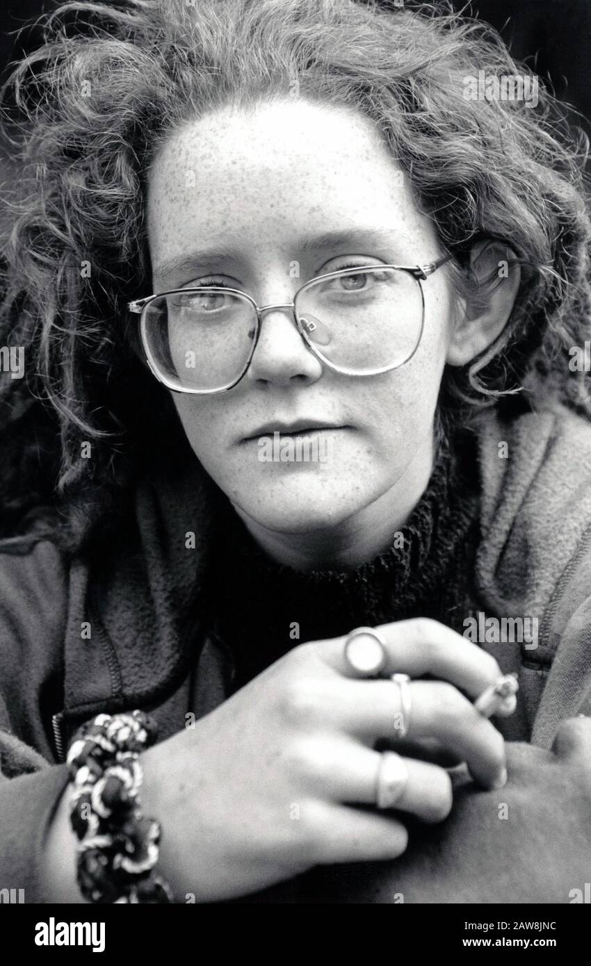 Young woman smoking, Nottingham UK 1990s Stock Photo - Alamy
