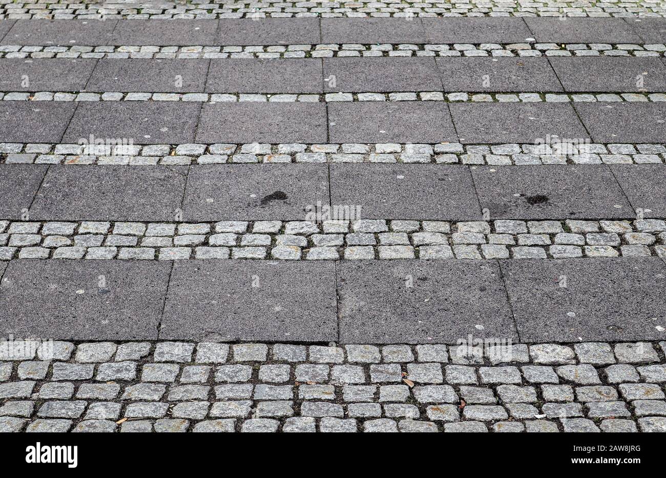 Detailed close up view on cobblestone street textures in high ...