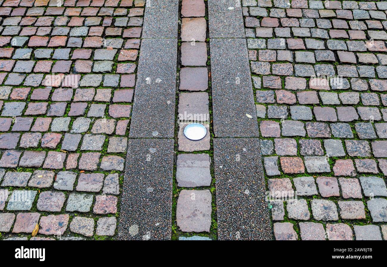 Detailed close up view on cobblestone street textures in high ...