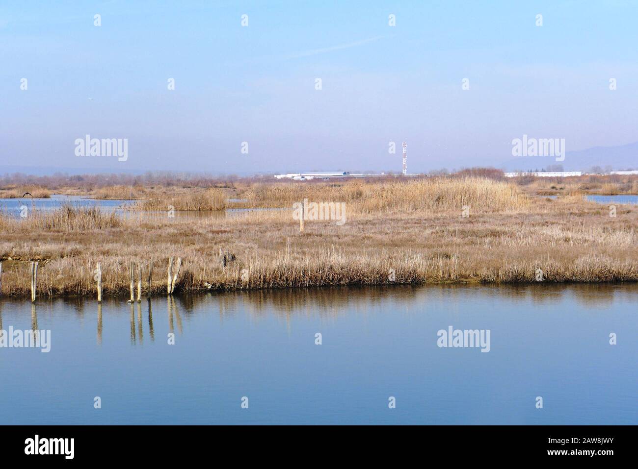 estuary of Axios river, lagoons and moors Stock Photo - Alamy