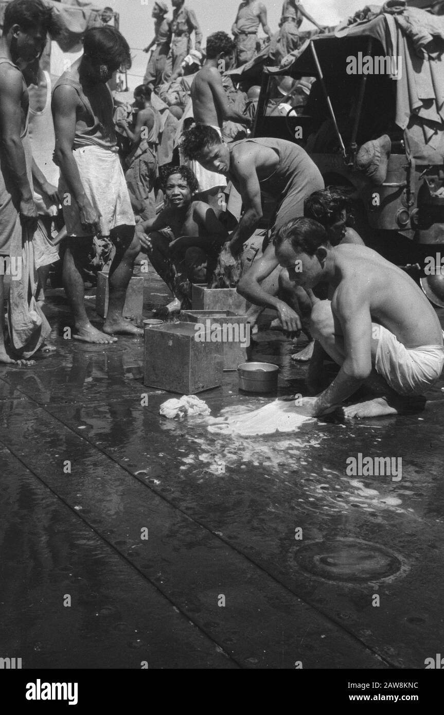 Photos liberation North Sumatra [Soldiers washing their clothes on the ...