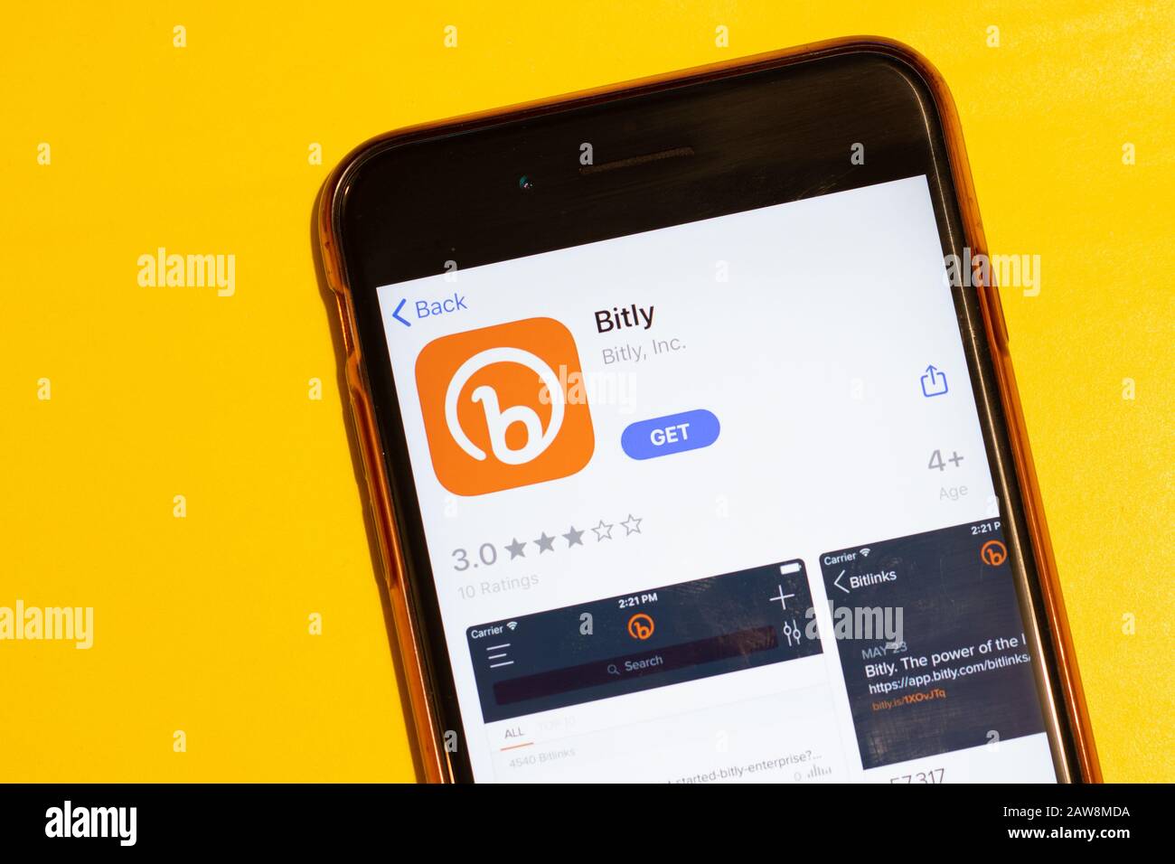 New York City, USA - 5 February 2020: Bitly app icon on phone screen ...