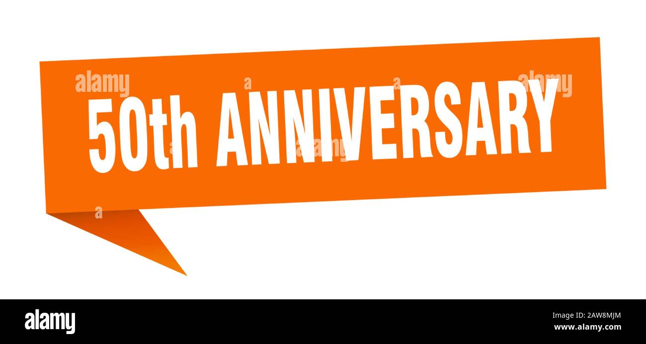 50th anniversary speech bubble. 50th anniversary ribbon sign. 50th ...