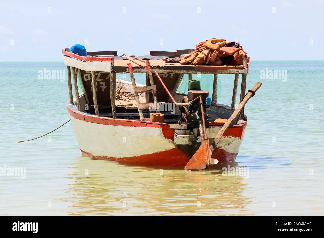 old traditional empty fisher boat without people Stock Photo - Alamy
