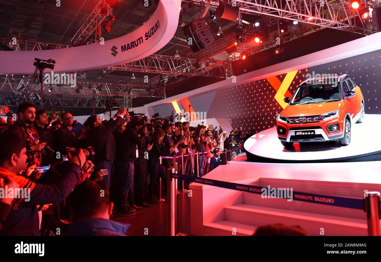 A Vitara Brezza seen displayed at the India Auto Expo 2020 in Greater ...