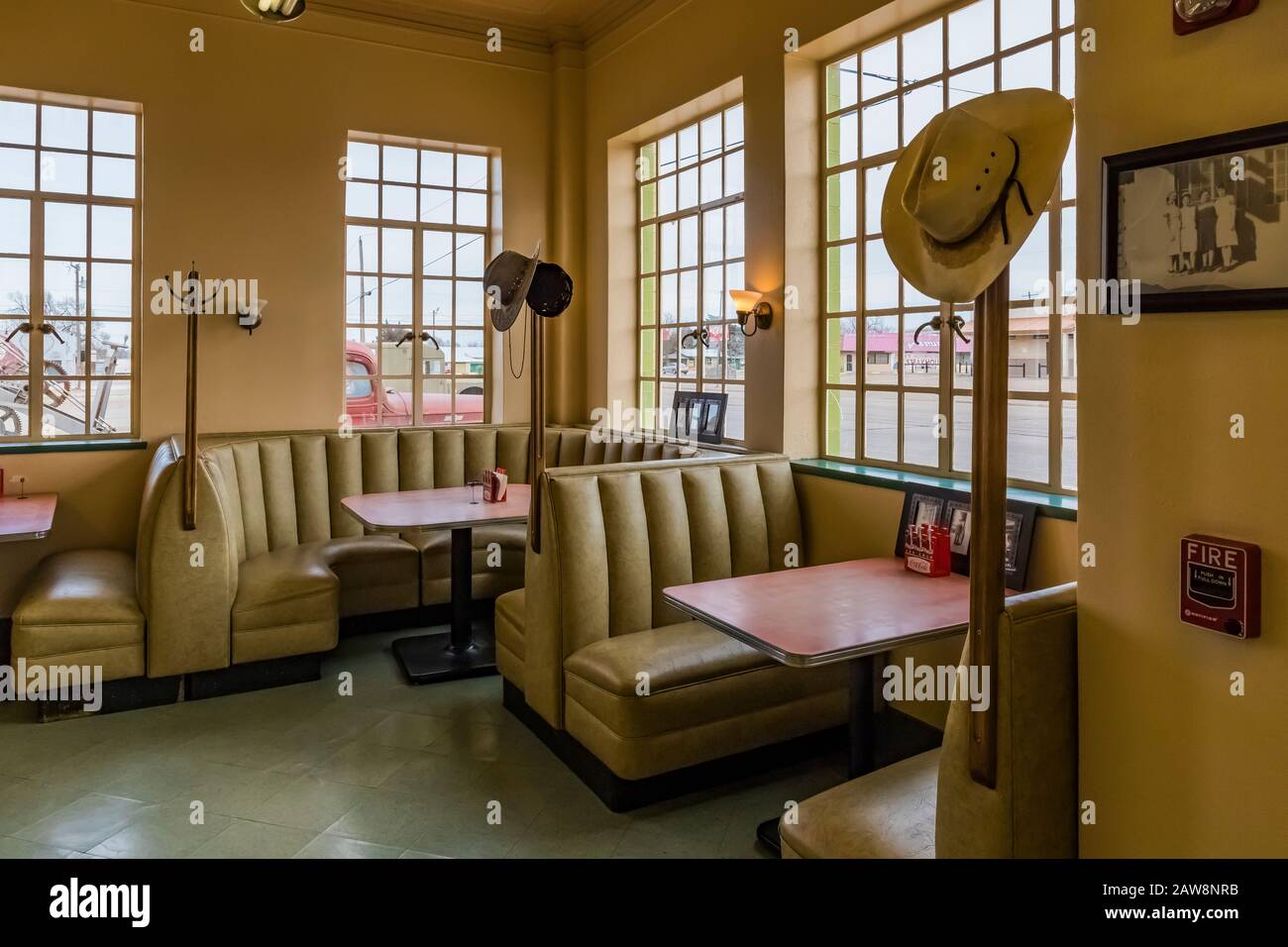 Interior of Art Deco U-Drop Inn along Route 66 in Shamrock, Texas, USA ...