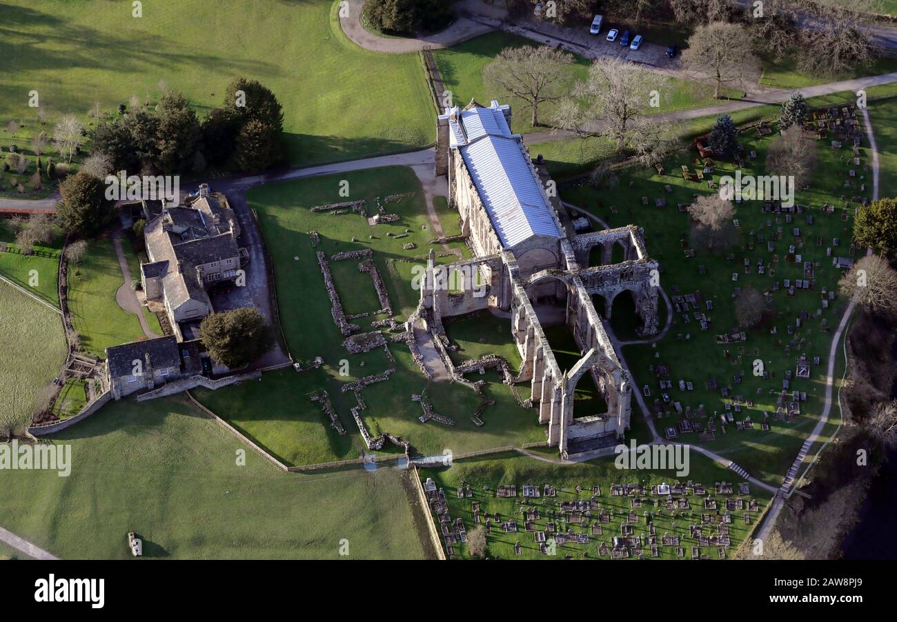 aerial view of Bolton Abbey Stock Photo - Alamy