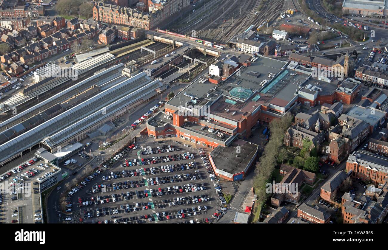 aerial view of Fishergate Shopping Centre in Preston Lancashire, UK ...