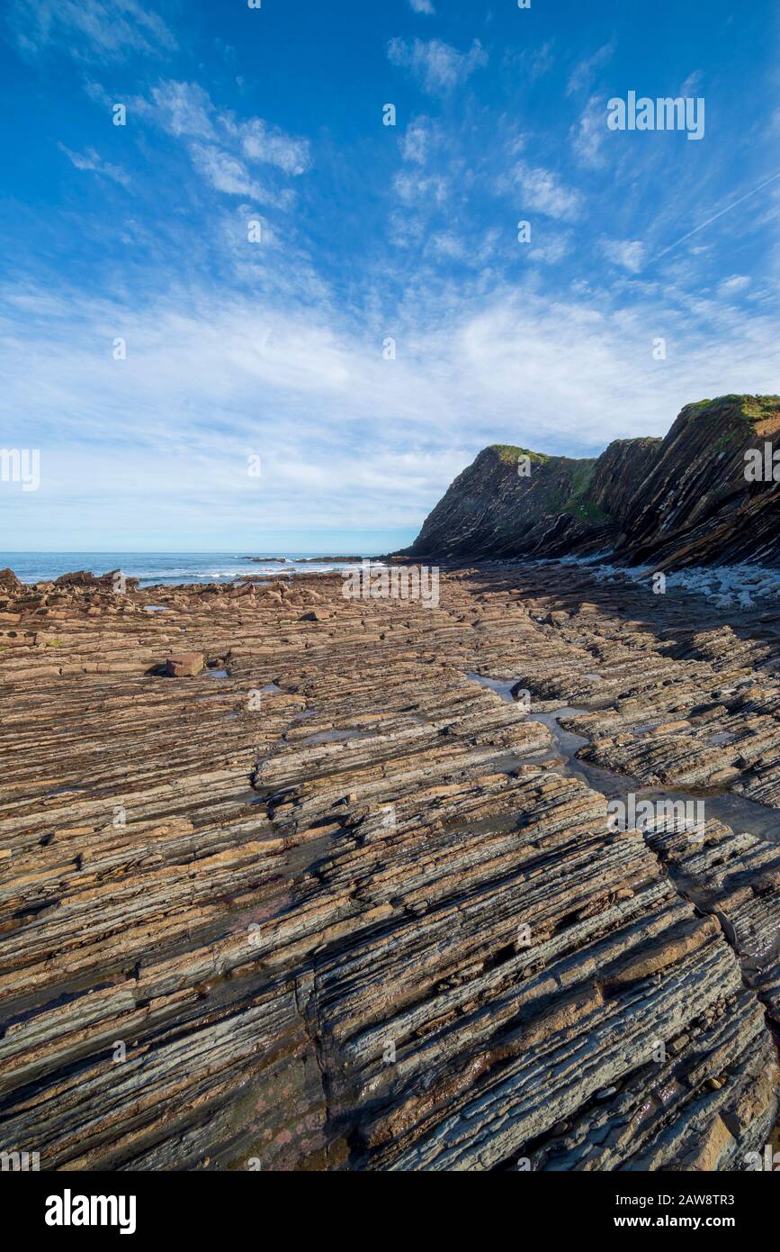 The flysch in Zumaia and the Cantabrian Sea, Spain Stock Photo - Alamy