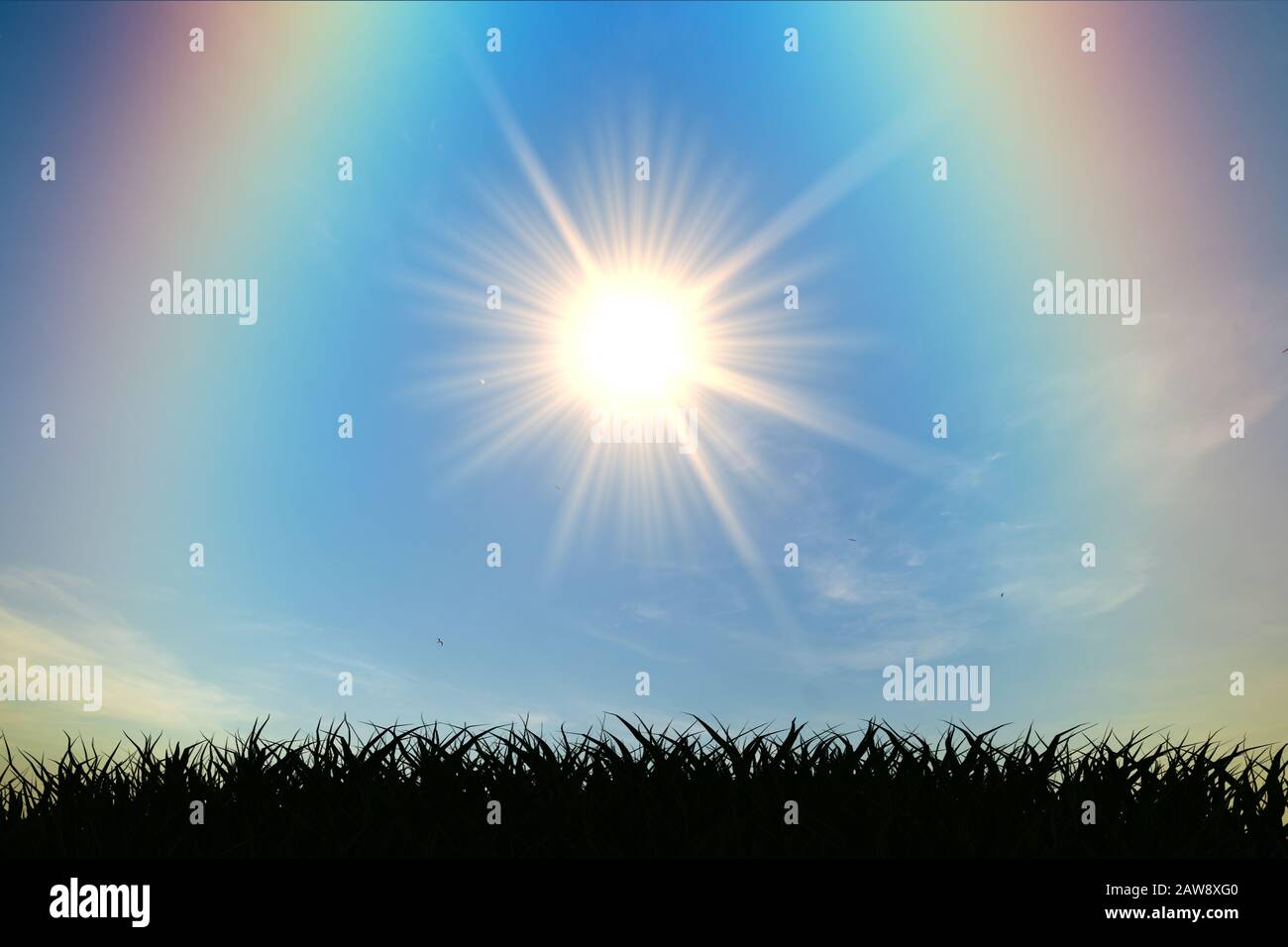 The arch and the sun on the mountain, Mounting Stock Photo - Alamy