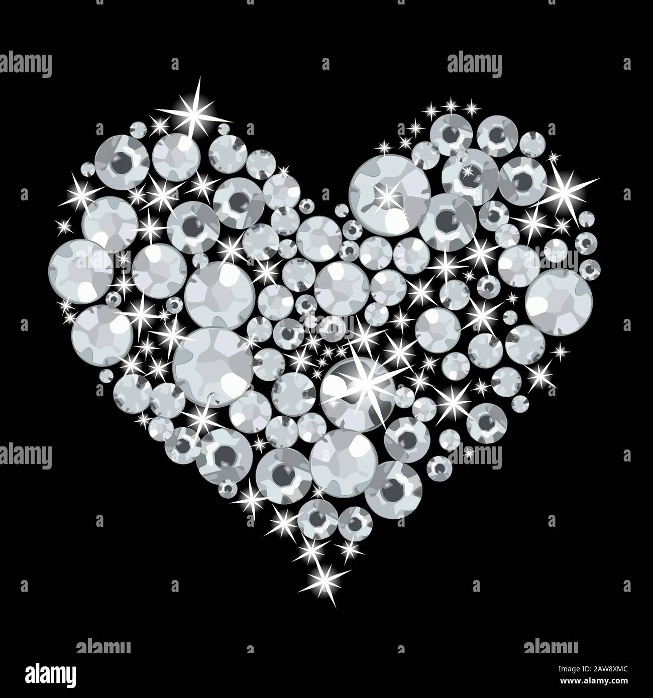 Luxury diamond crystal heart pattern for Valentine's day. Precious ...