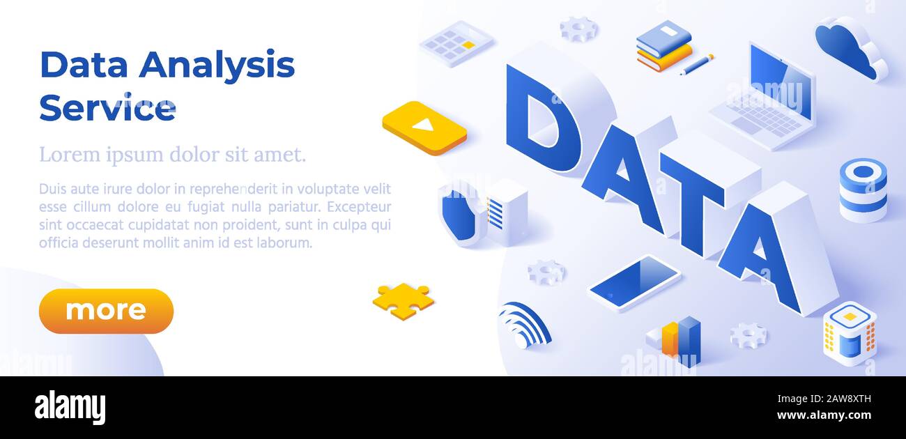 DATA - Cloud Solution or Big Data Isometric Design in Trendy Colors ...