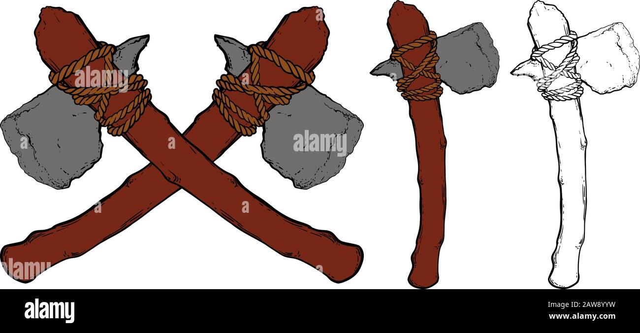 Prehistoric warrior engraving Stock Vector Images - Alamy