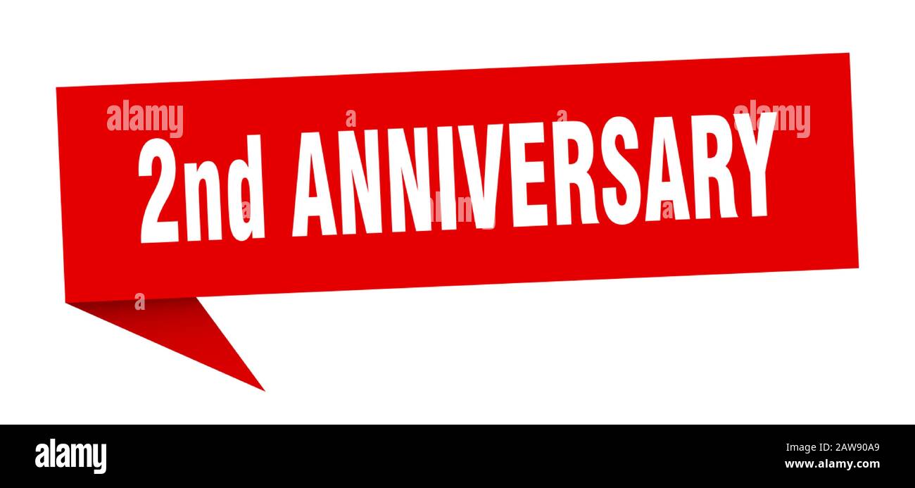 2nd anniversary speech bubble. 2nd anniversary ribbon sign. 2nd ...