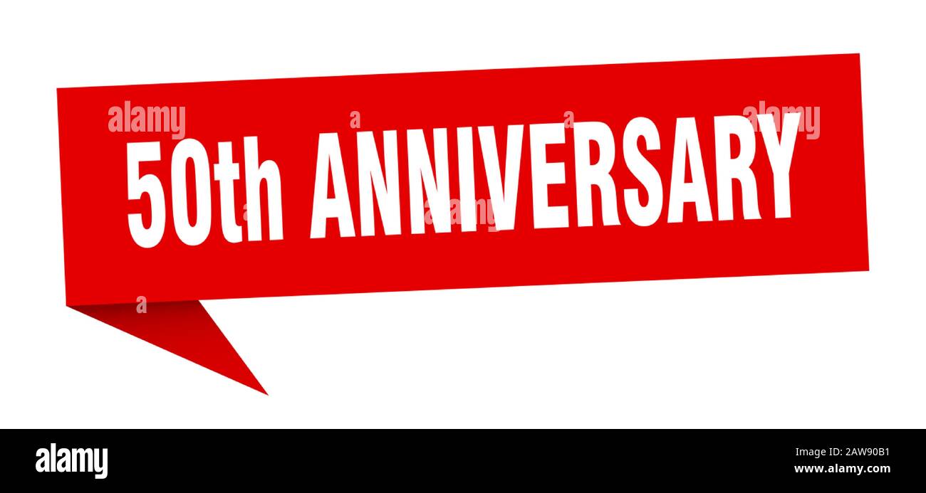 50th anniversary speech bubble. 50th anniversary ribbon sign. 50th ...