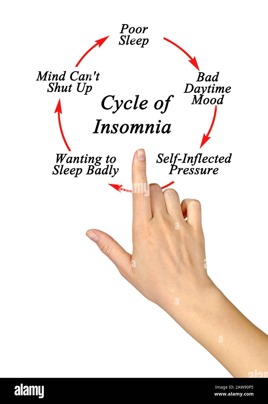 Components of Cycle of Insomnia Stock Photo - Alamy