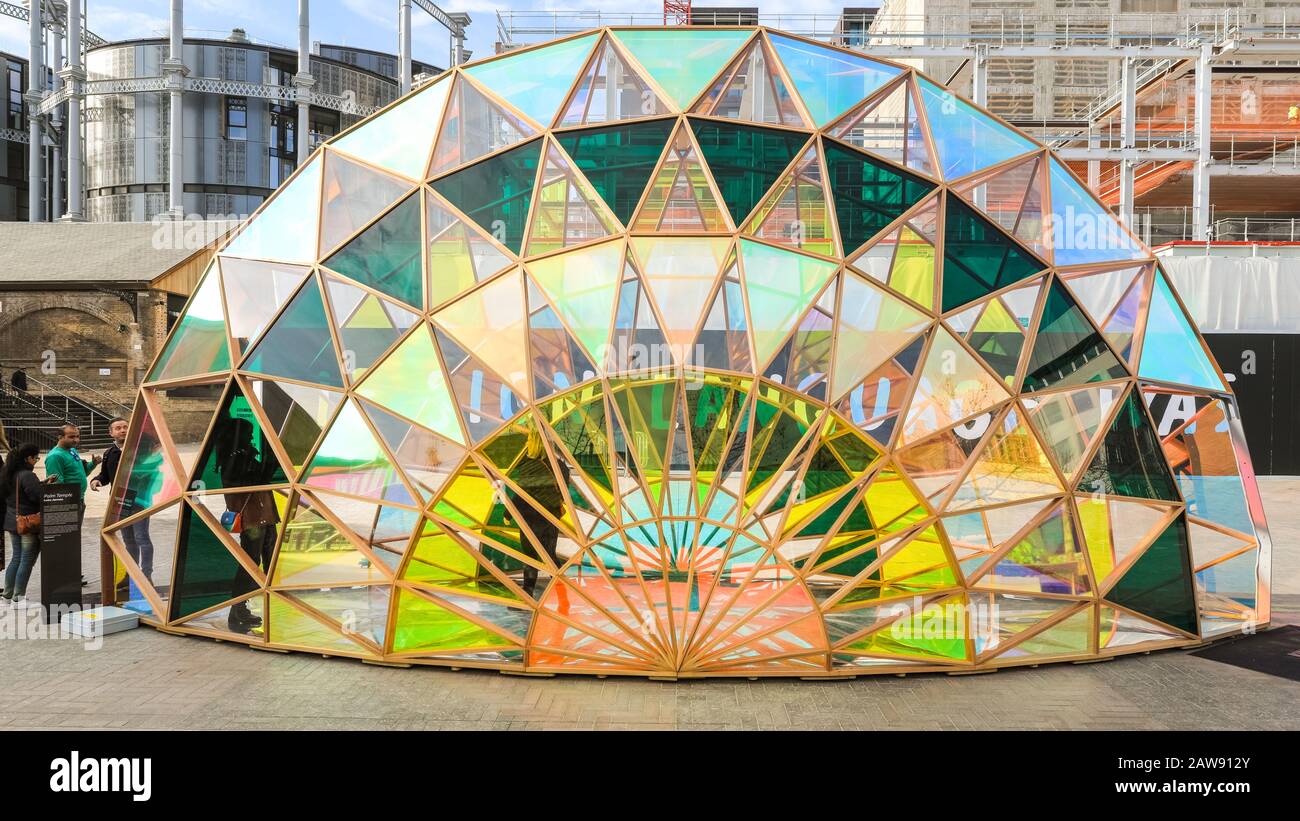 Coal Drops Yard, London, 07th Feb 2020. People enjoy the colourful ...