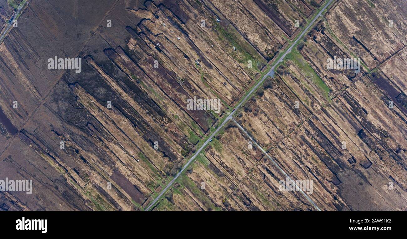 aerial view of peat bog landscape in rural Ireland Stock Photo - Alamy