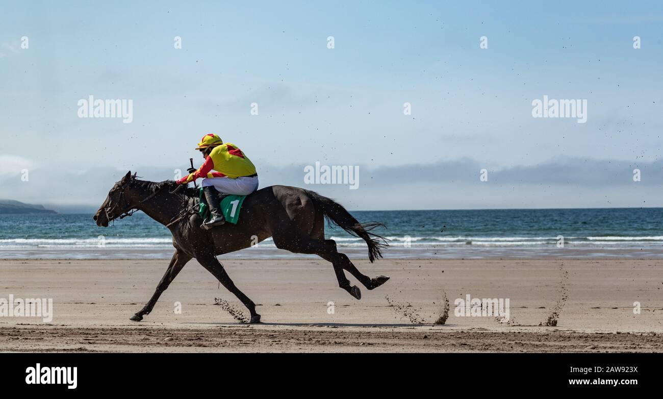 Horse racing on the beach, the wild atlantic way on the west coast of ...