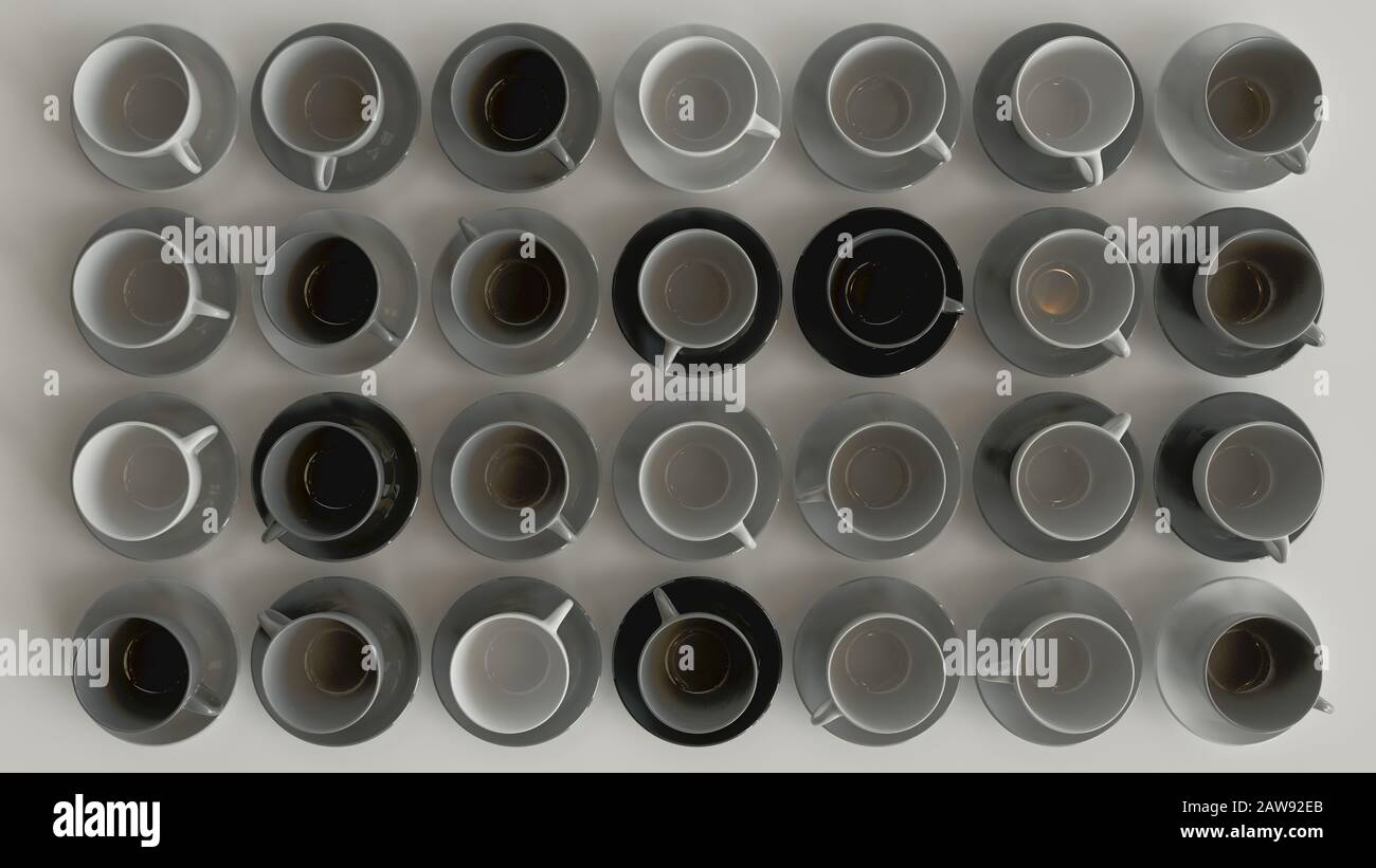 Many cups on white background - 3D rendering Stock Photo - Alamy