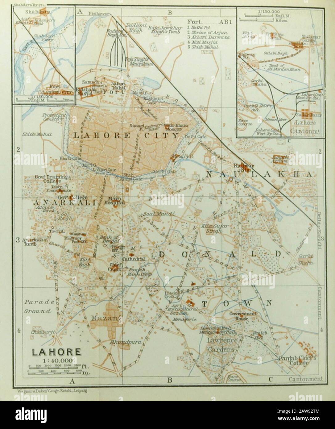 Map of the city of Lahore, ca 1914 Stock Photo - Alamy