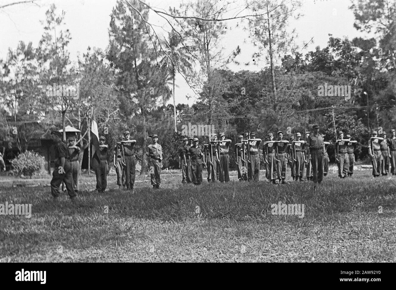 Dutch military component is being performed with standard bearer with ...