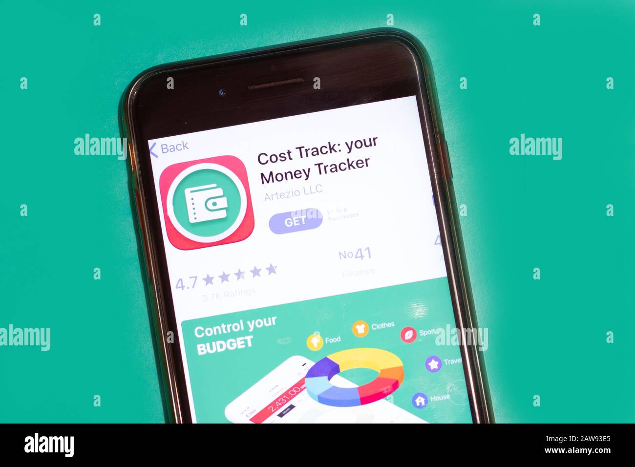 New York City, USA - 5 February 2020: Cost Track app logo on phone ...
