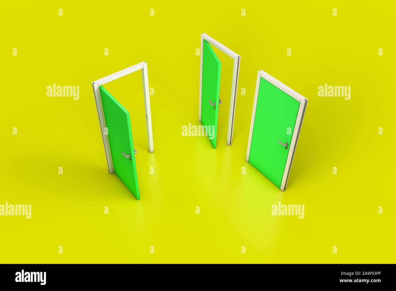 3d rendering of wooden indoor interior open door, entrance and doorways ...