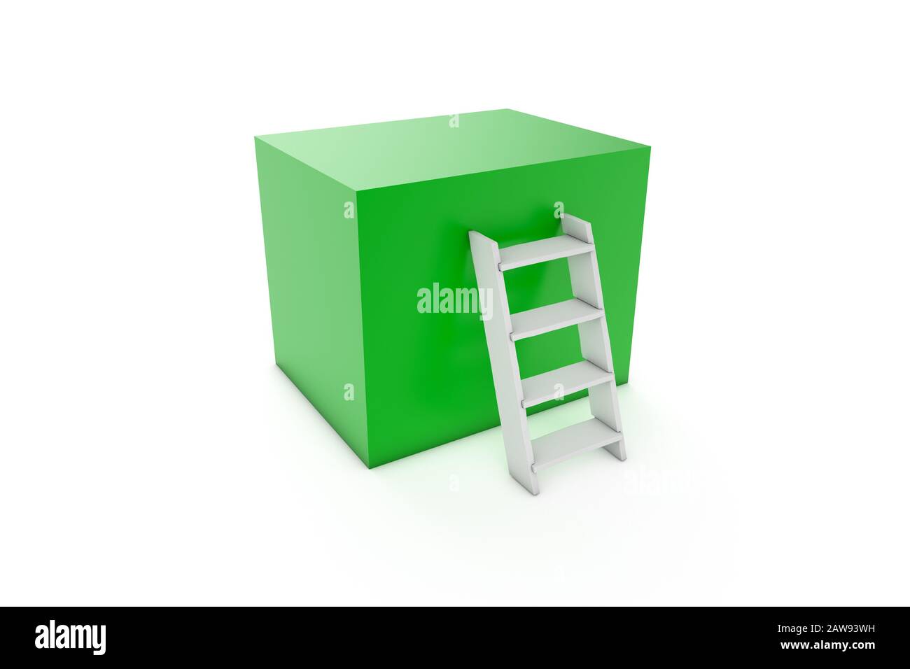 3d rendering, concept of ladder or stairway to box, isolated on white ...