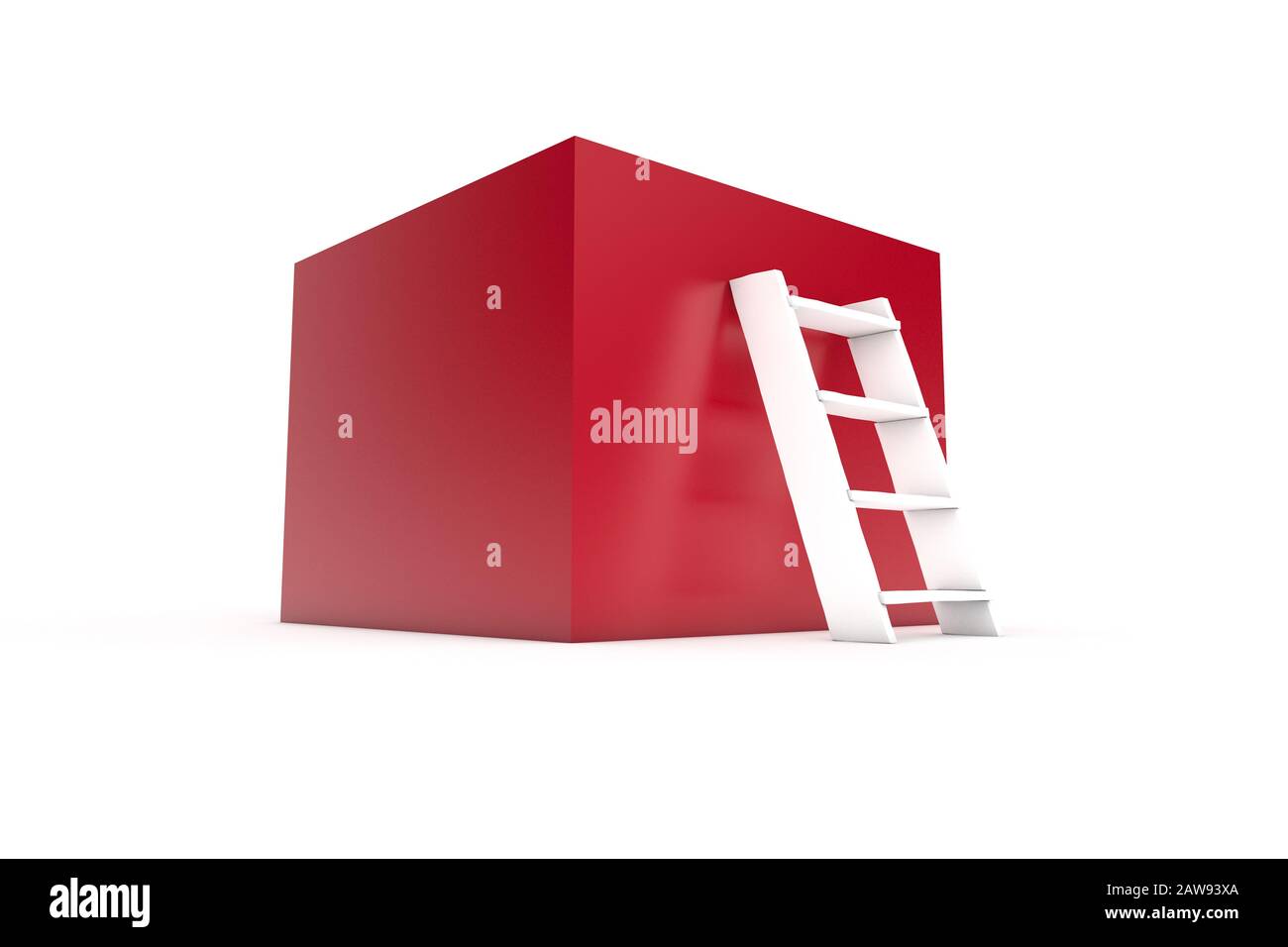 3d rendering, concept of ladder or stairway to box, isolated on white ...