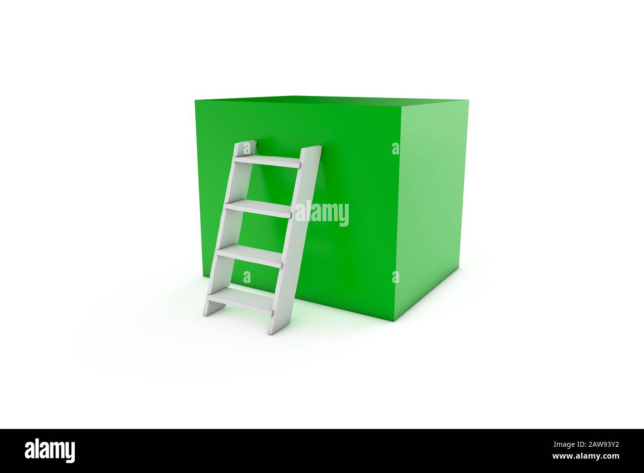 3d rendering, concept of ladder or stairway to box, isolated on white ...