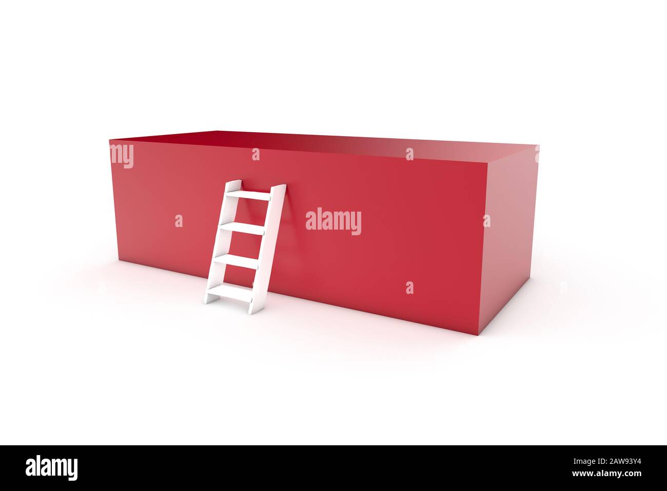 3d rendering, concept of ladder or stairway to box, isolated on white ...