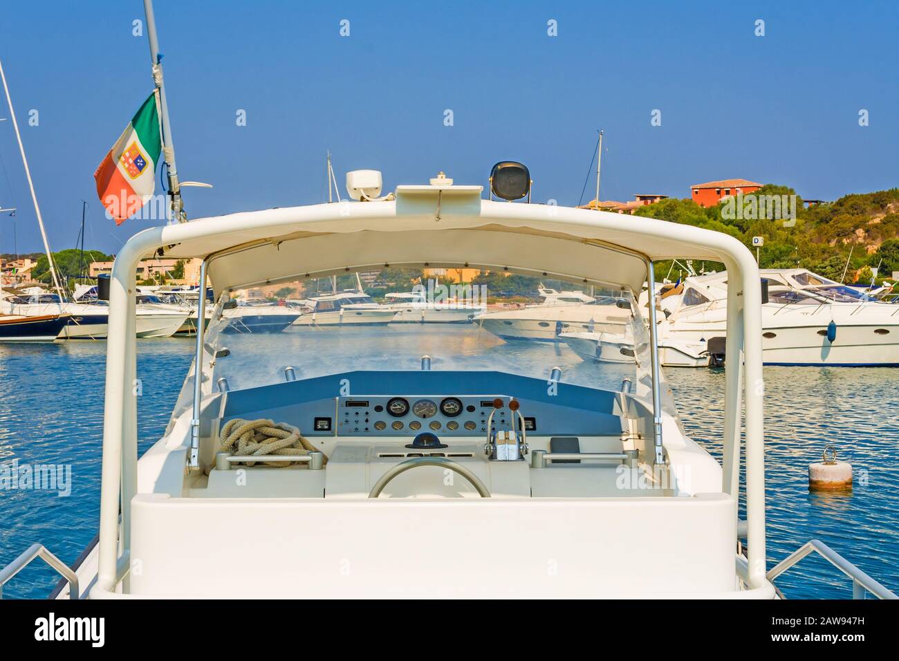 deck of a boat control center Stock Photo - Alamy