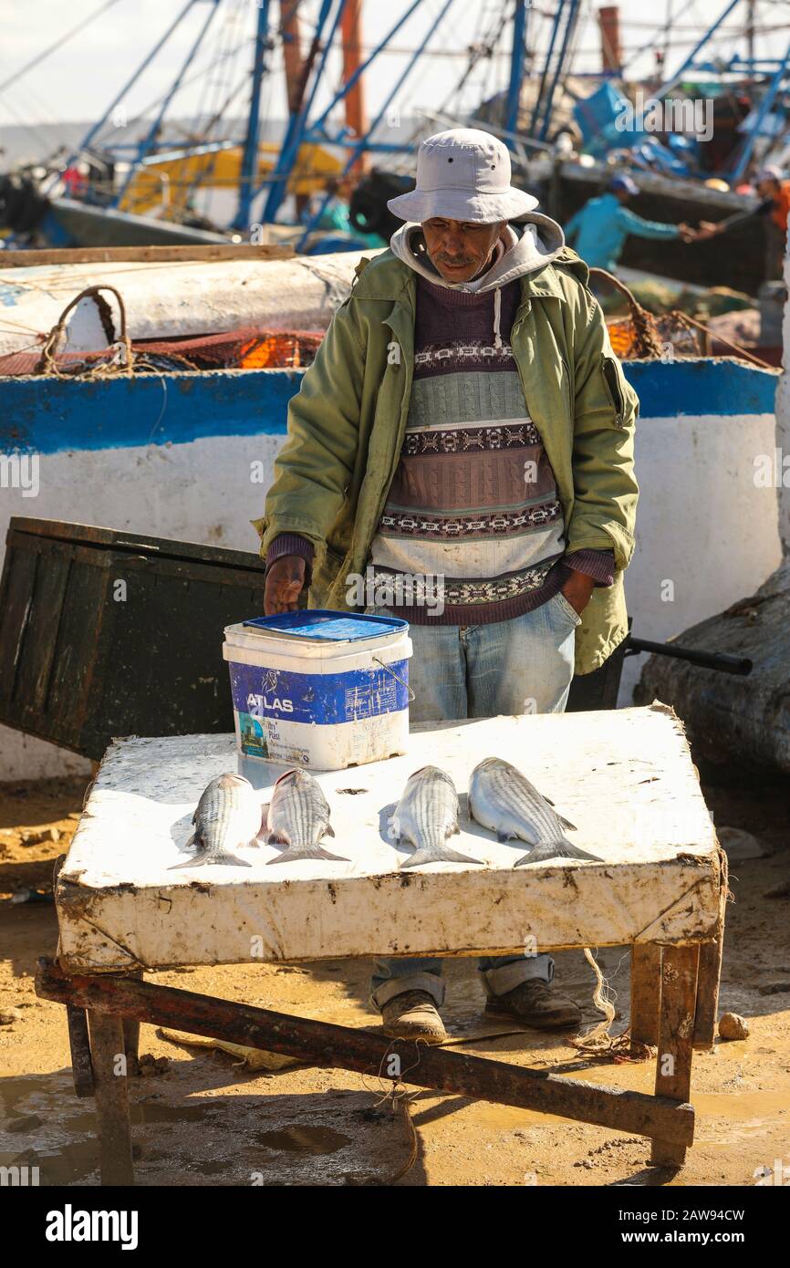 Fish vendor in Morocco, Africa Stock Photo - Alamy