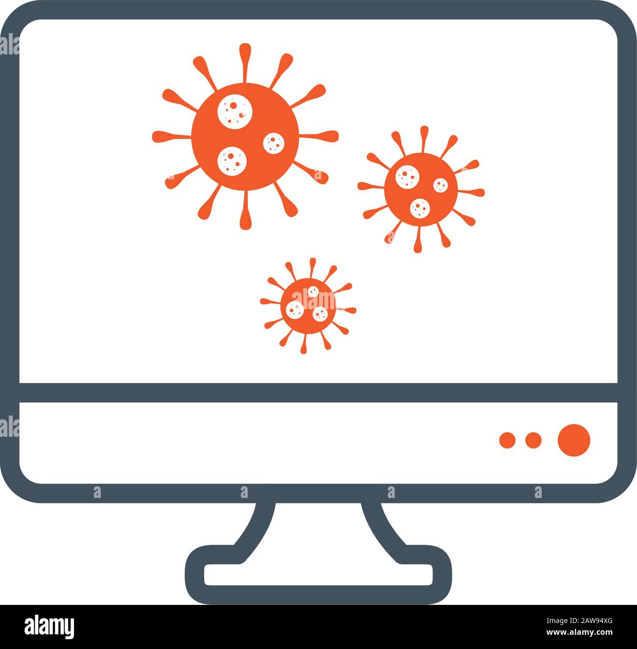Isolated orange virus inside computer vector design Stock Vector Image ...