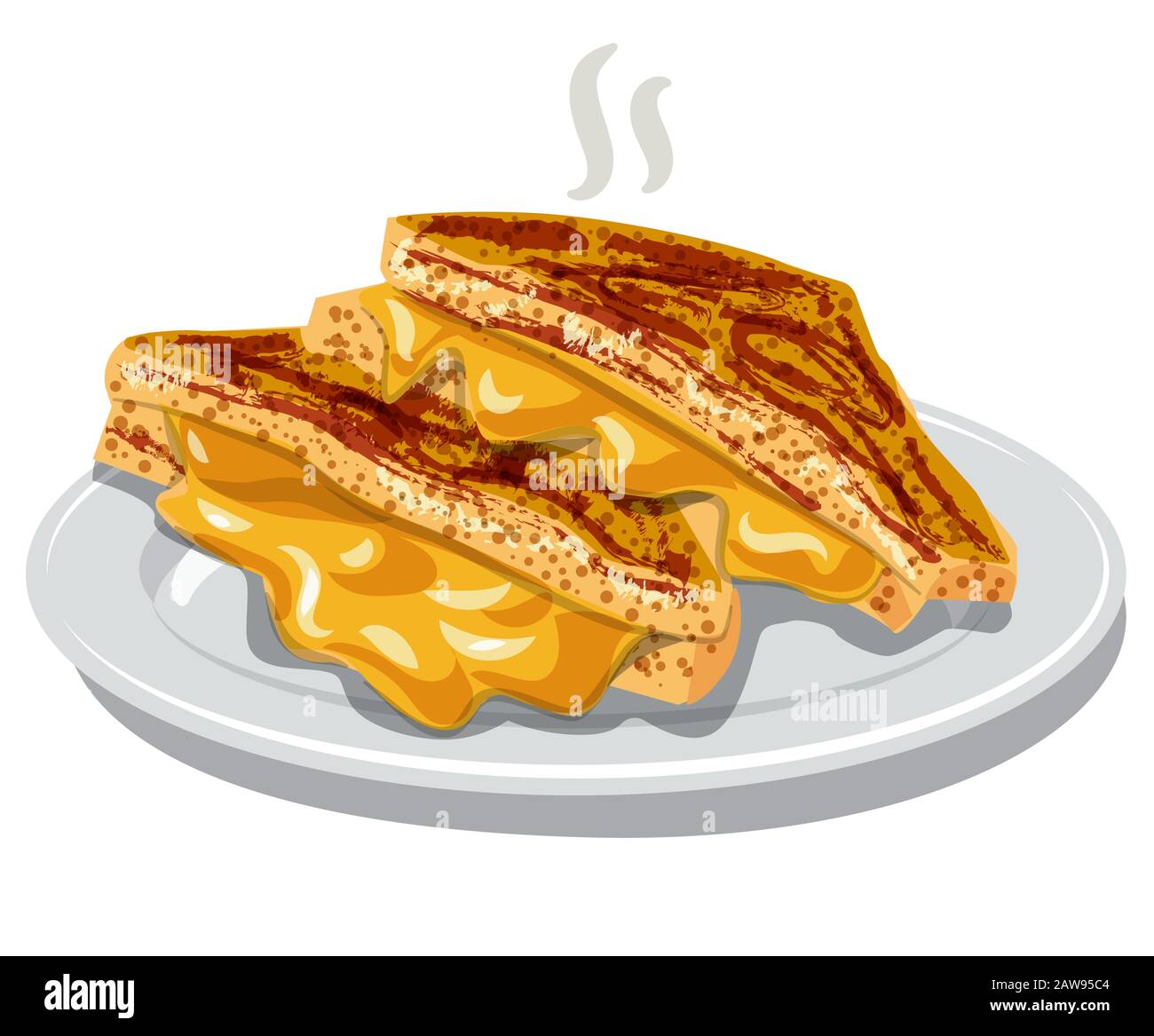 illustration of the grilled cheese sandwiches on the plate Stock Vector ...