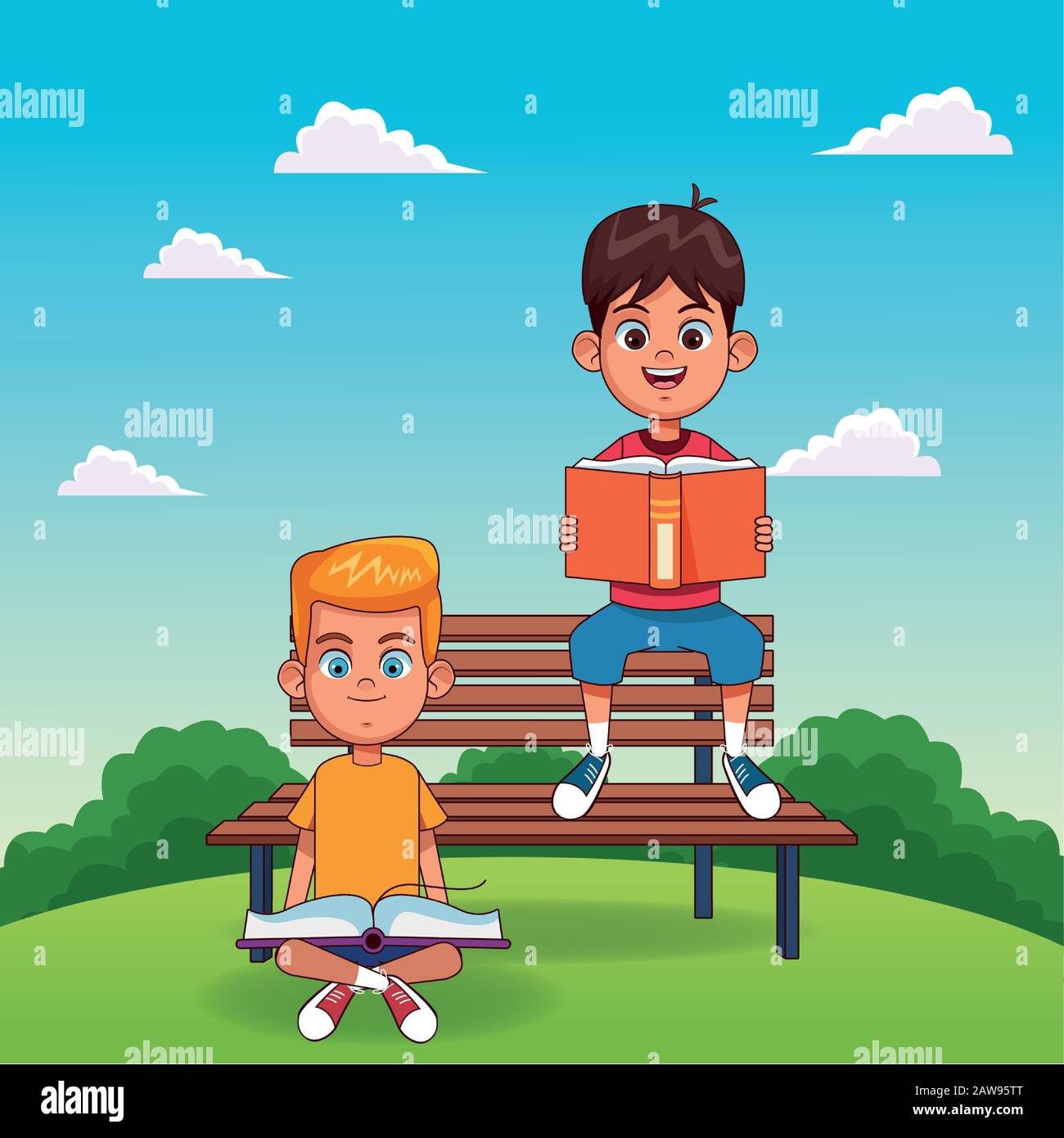 Reader boy on book Stock Vector Images - Alamy