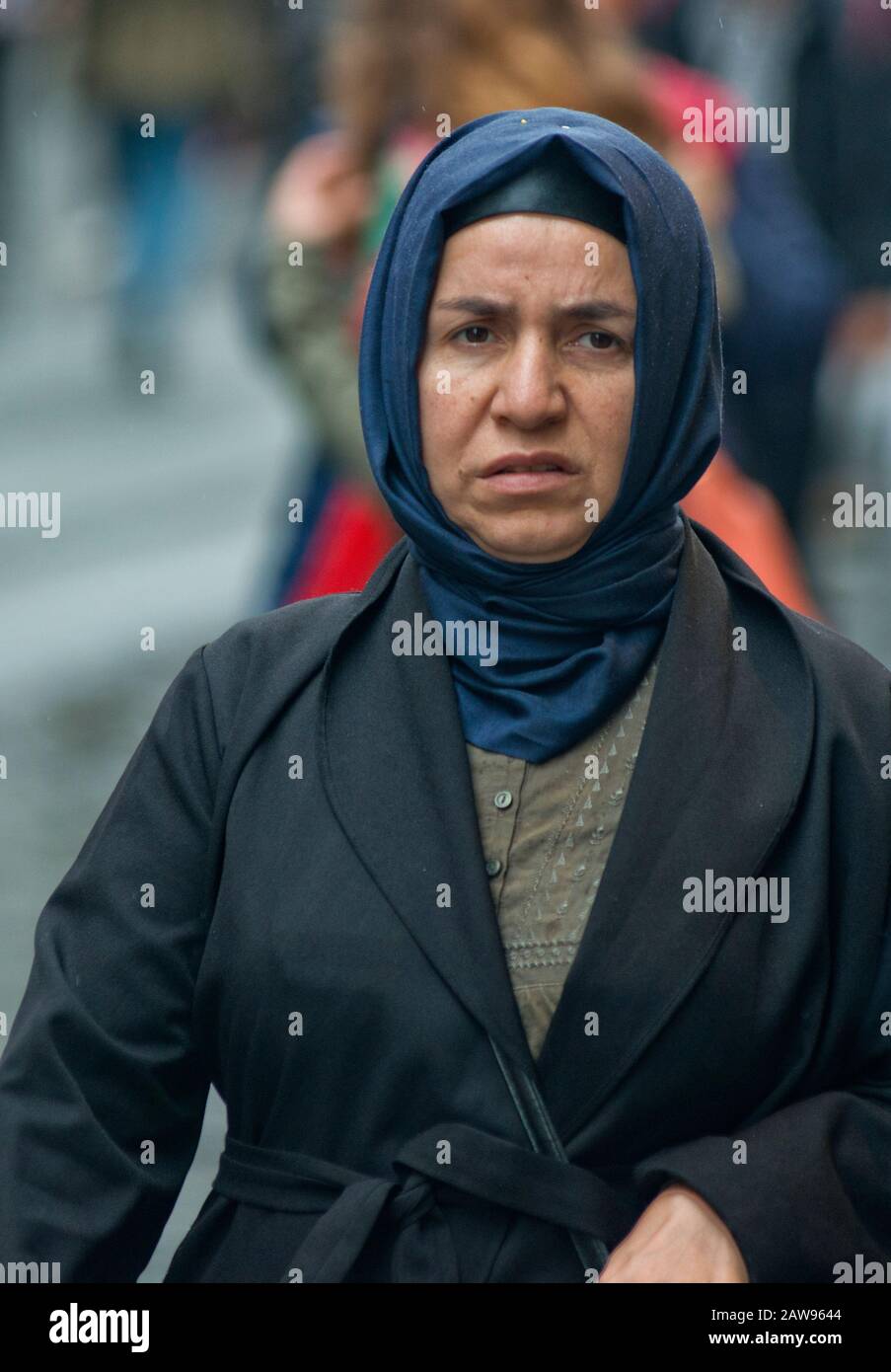 Istanbul: a muslim woman walking on Istiklal avenue. Turkey Stock Photo ...