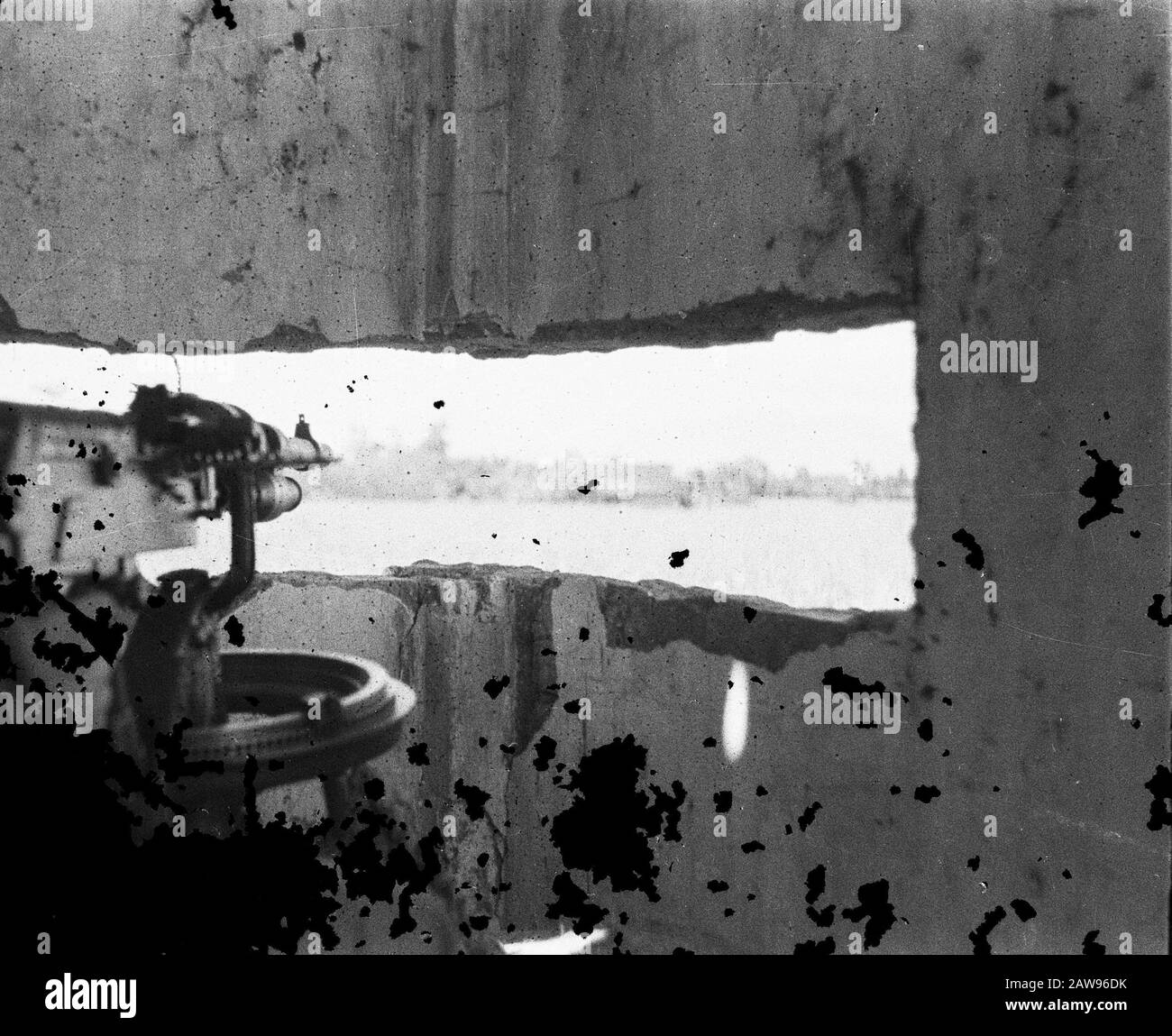 Machine gun post in a bunker Date: 01/01/1947 Location: Indonesia Dutch ...