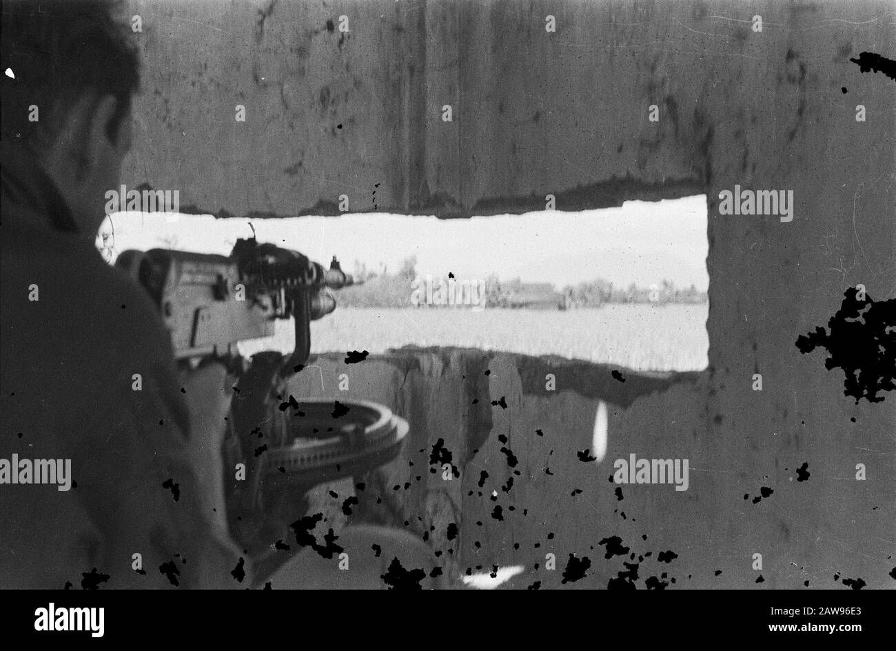 Machine gun post in a bunker Date: 01/01/1947 Location: Indonesia Dutch ...